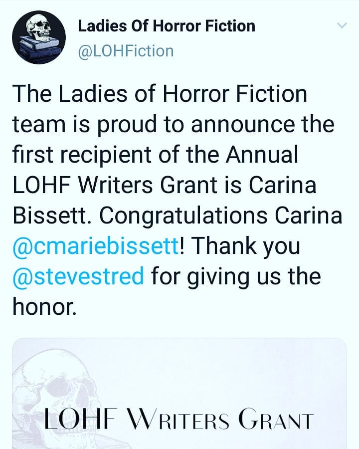 Ladies of Horror Fiction Writers Grant – Carina Bissett